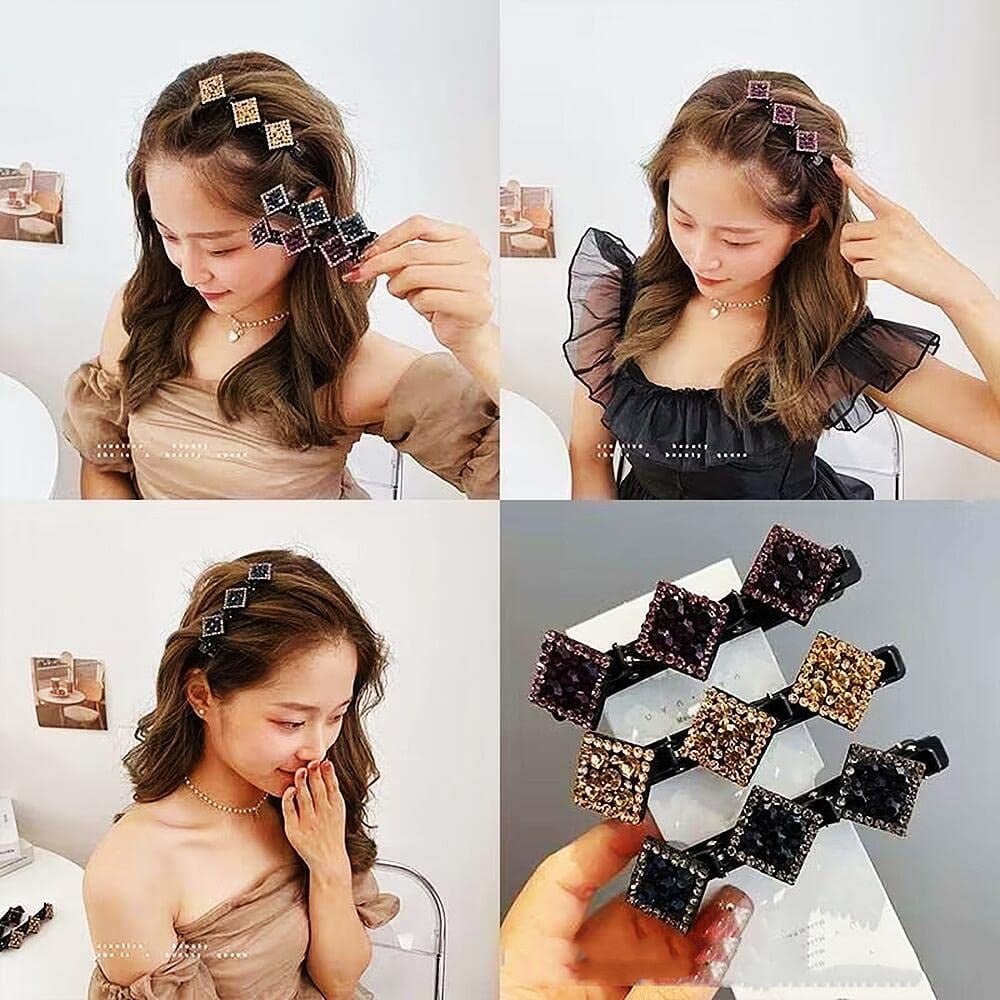 8 Pcs Black Hair Clips For Women, Double Braided Hair, Tooth-Shaped Non ...