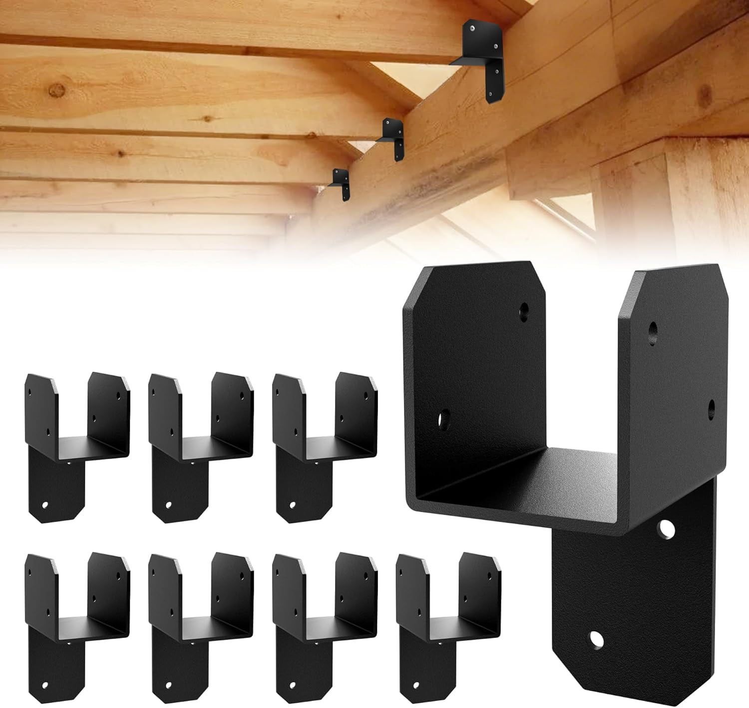 8 Pcs Black Joist Anchor Connector, Post Caps Tie Bracket for 2"x 4 ...