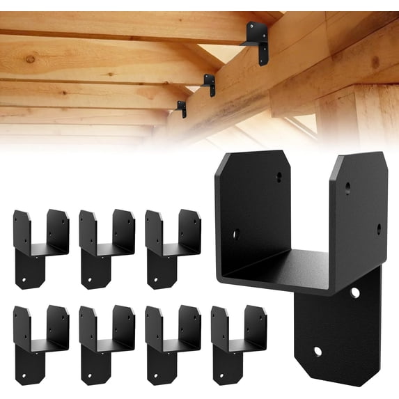 8 Pcs Black Joist Anchor Connector, Post Caps Tie Bracket for 2"x 4 ...