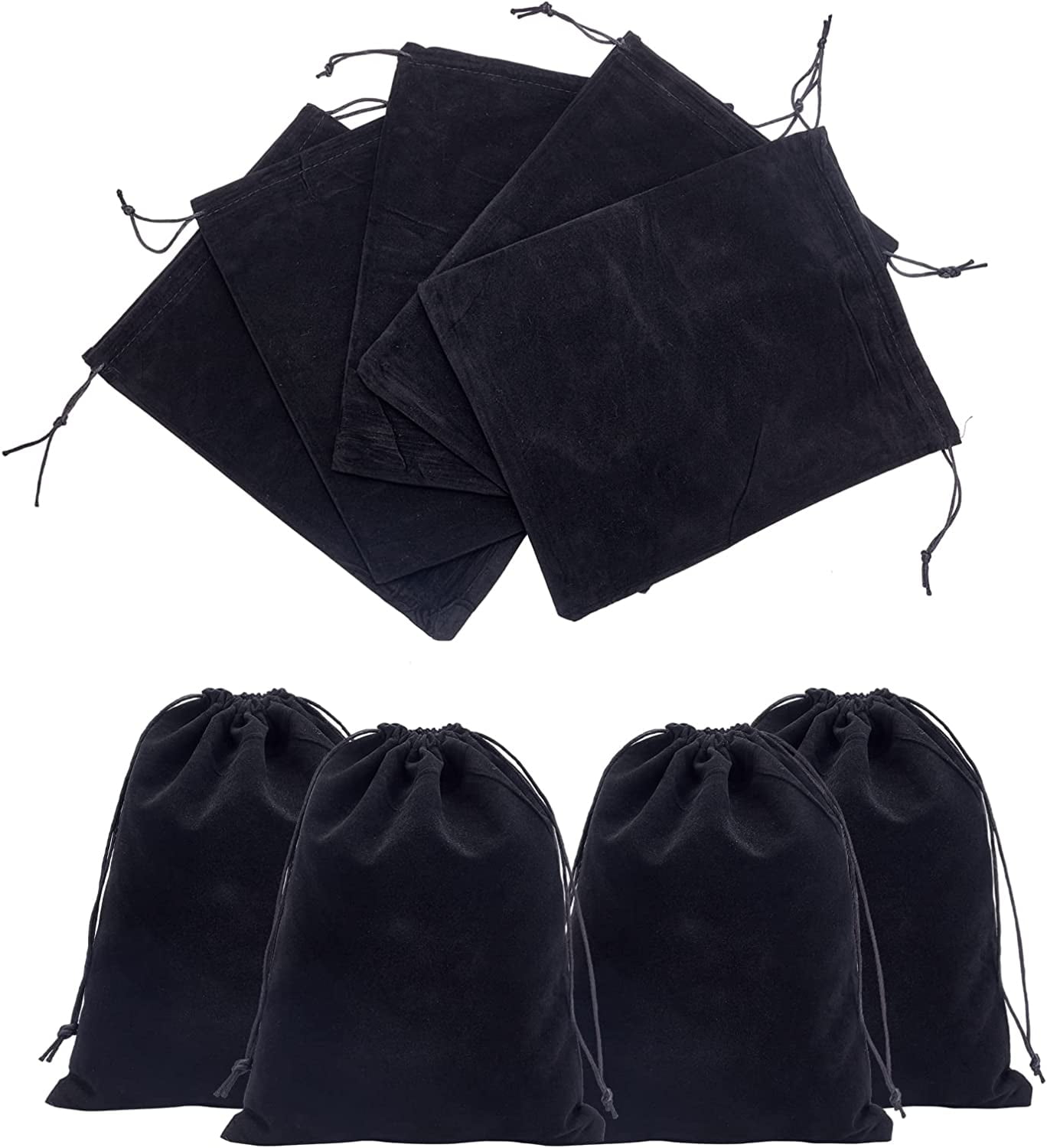 8 Pcs Black Velvet Bags with Drawstrings 7.87×9.72" Large Velvet Pouch ...