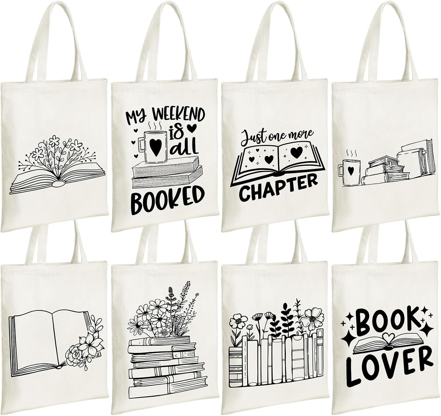 8 Pcs Book Club Gifts Bulk Book Lovers Canvas Tote Bags Easter ...
