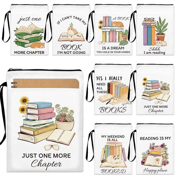8 Pcs Book Sleeve with Zipper and Pocket, Book Club Gift Book ...
