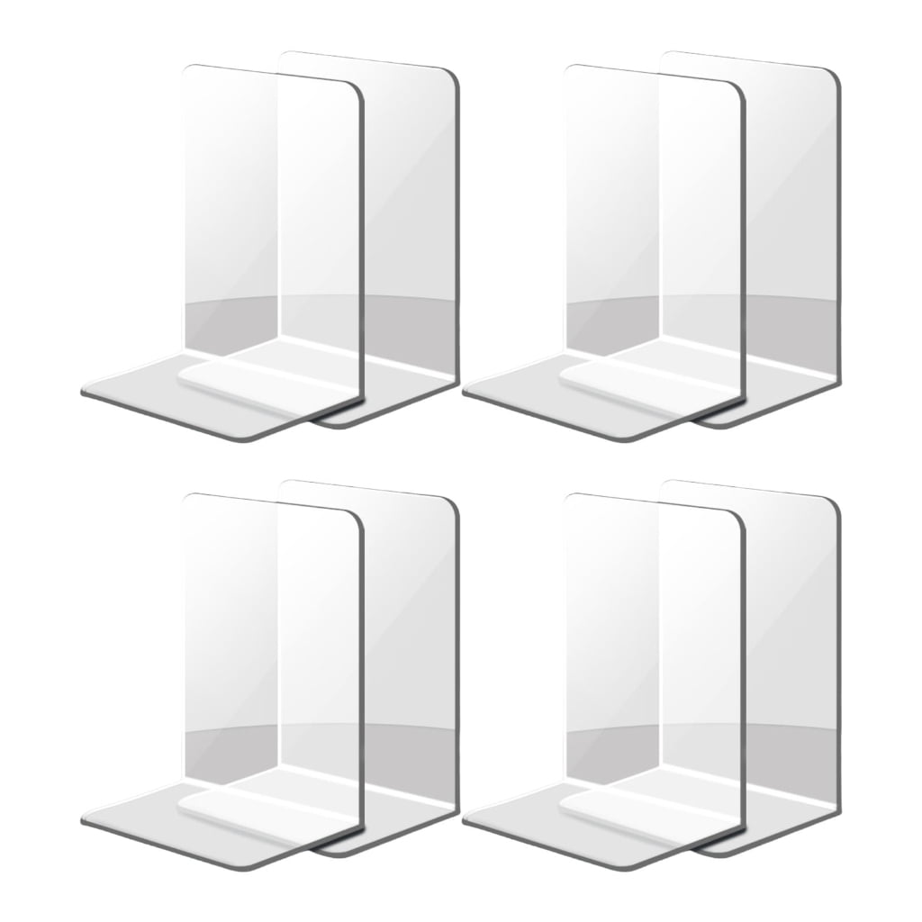 8 Pcs Bookends L-Shaped Book Support Clear Book End Acrylic Book ...