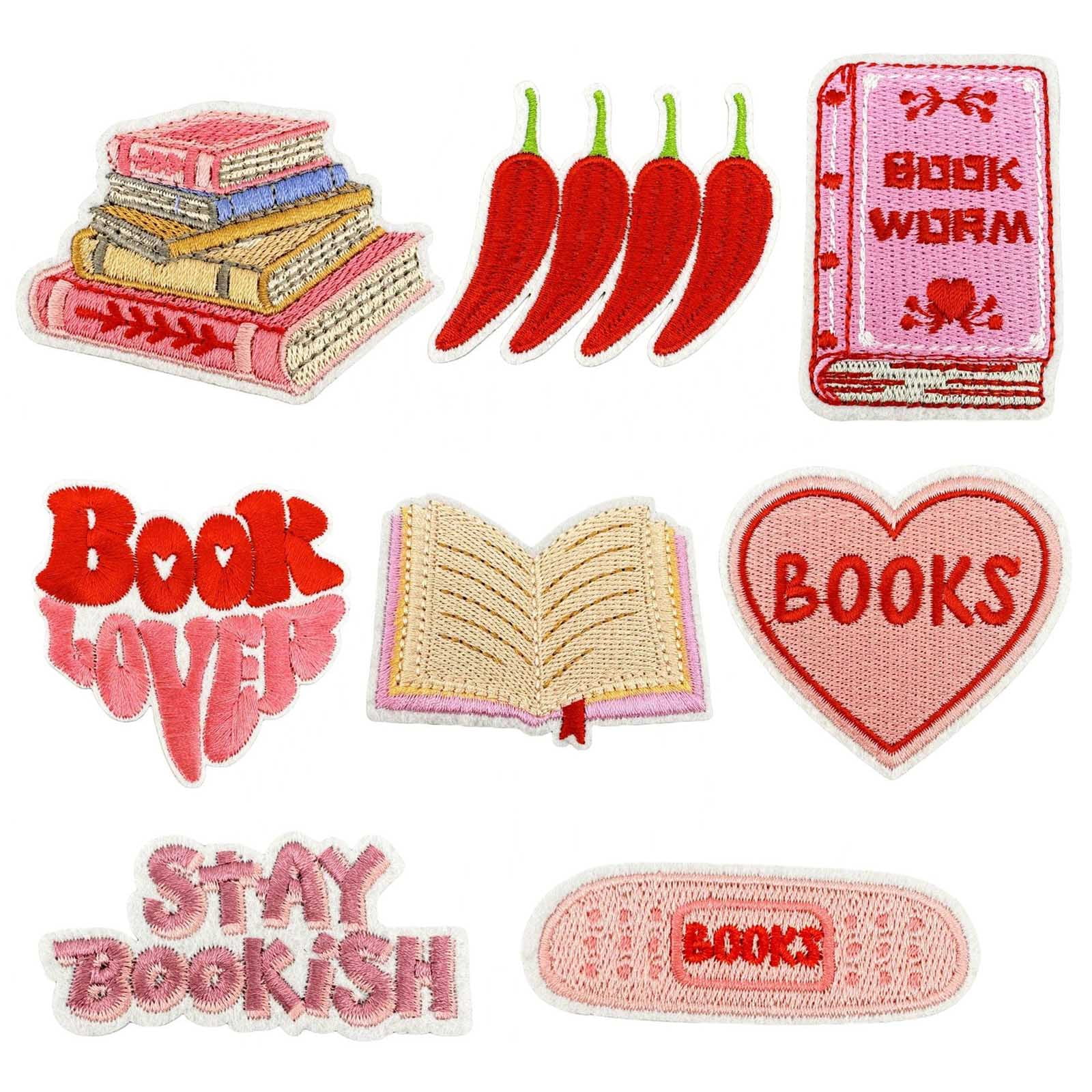 8 Pcs Books Sewing Patches Chilis Iron on Patches Bookish Lovely Repair ...