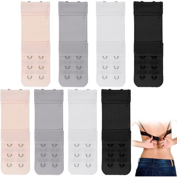 8 Pcs Bra Extenders 2 Hooks Elastic Bra Extension Strap 2 Hook for ...