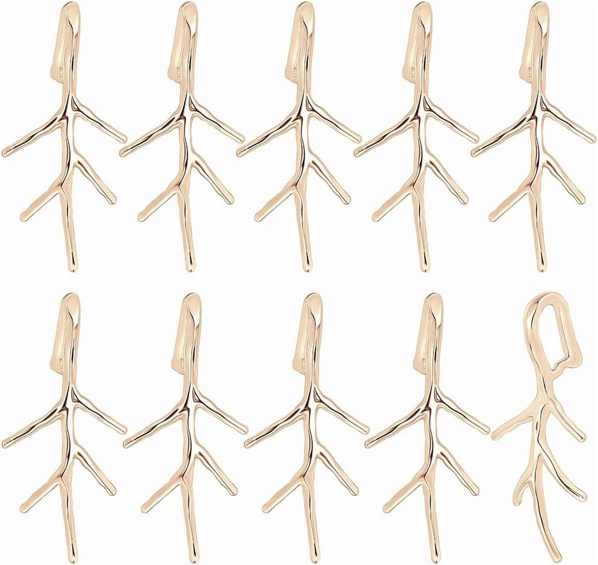 8 Pcs Brass Pendant Pinch Bails Golden Branch Ice Pick Pinch Clip Clasp ...