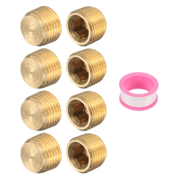 8 Pcs Brass Plug Hex Counter Sunk Plug, G1/8" Male Brass Plug Male ...