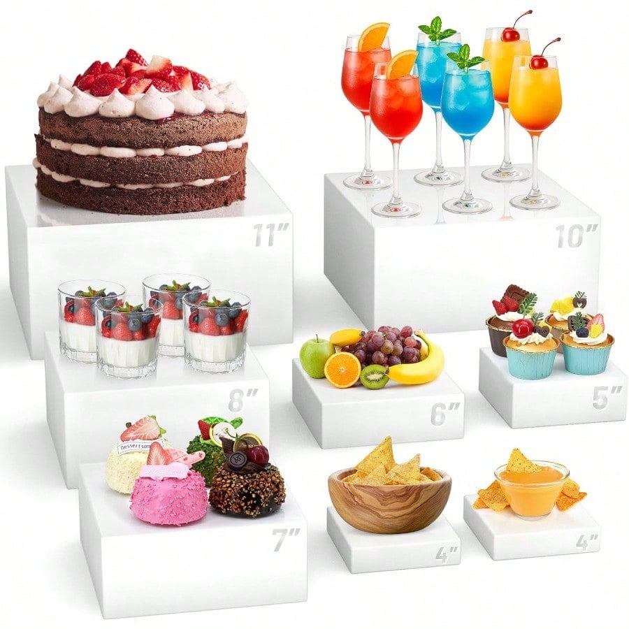 8 Pcs Buffet Food Risers1111 Large Acrylic Dessert Cupcake Table Stands ...