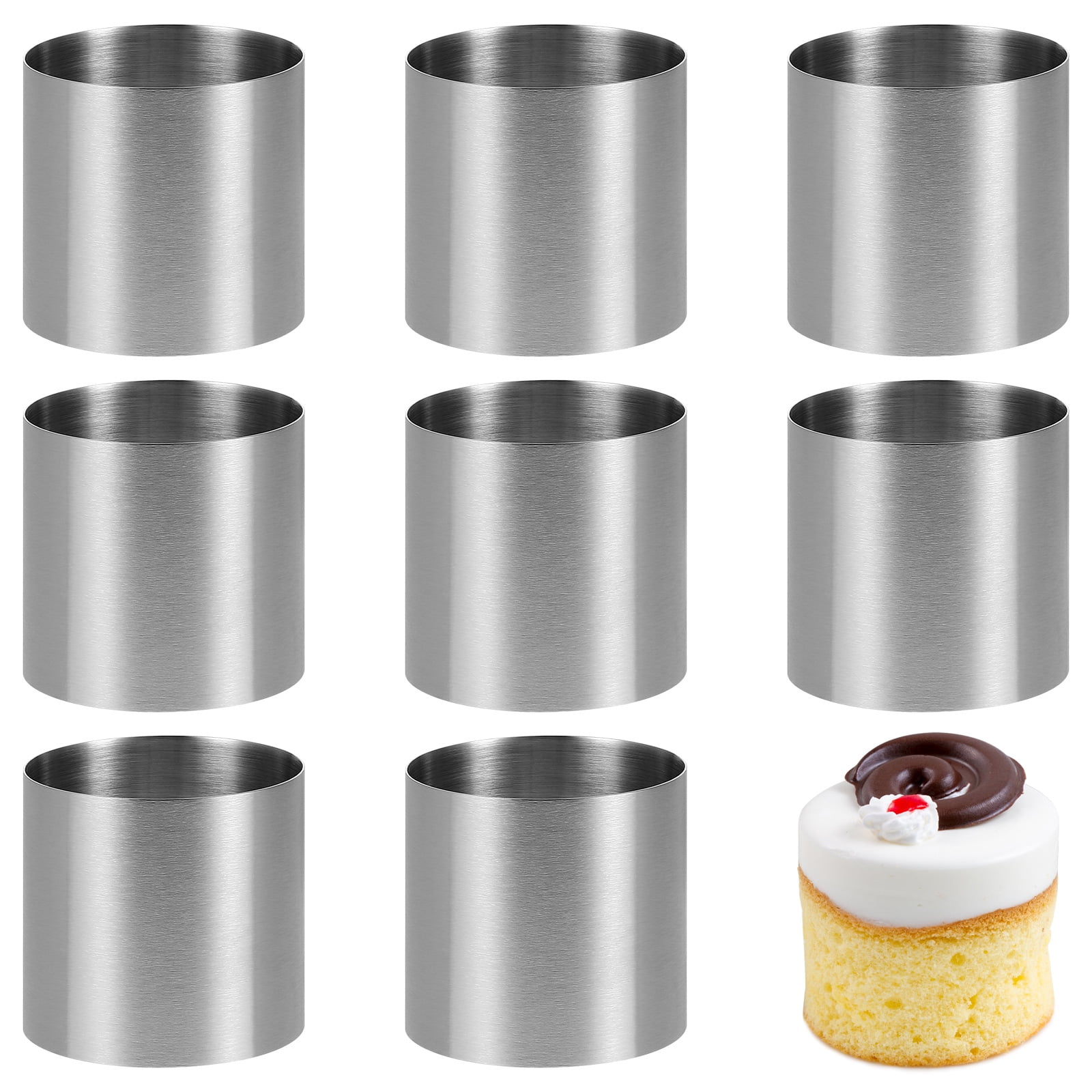 8 Pcs Cake Rings Cake Molds Stainless Steel Mousse Moulds Mousse Cake ...