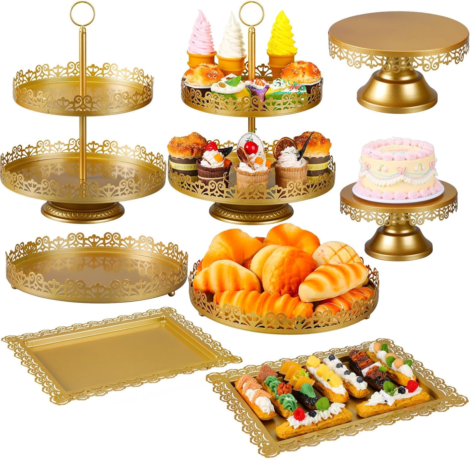8 Pcs Cake Stand Set, Metal Dessert Table Display Stands for Dessert ...