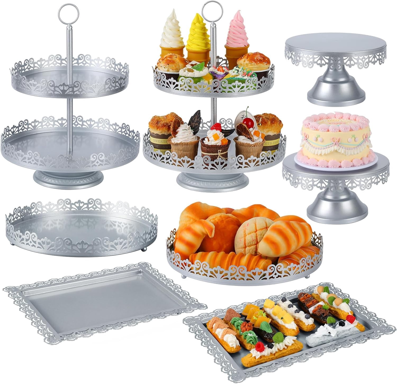 8 Pcs Cake Stand Set, Metal Dessert Table Display Stands for Dessert ...