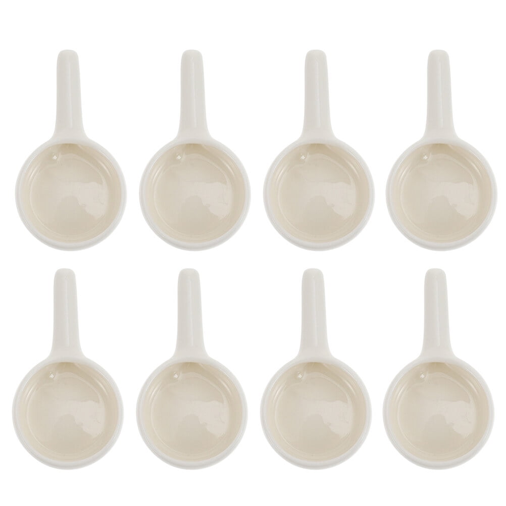 8Pcs Small Candle Tray Ceramic Spoon for Home Tealight Holder White ...