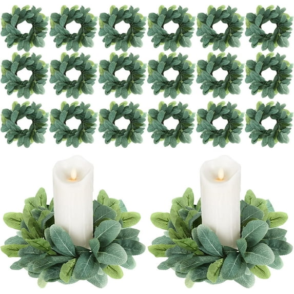 8 Pcs Candle Rings Artificial Eucalyptus Candle Wreath Rings Greenery ...