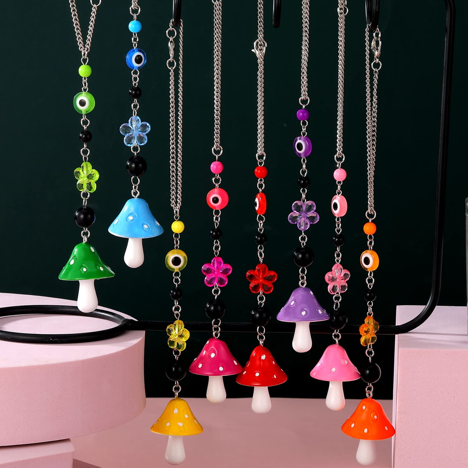 8 Pcs Car RRF12 Hanging Ornament Lucky Evil Eye Car Pendant Cute Resin ...