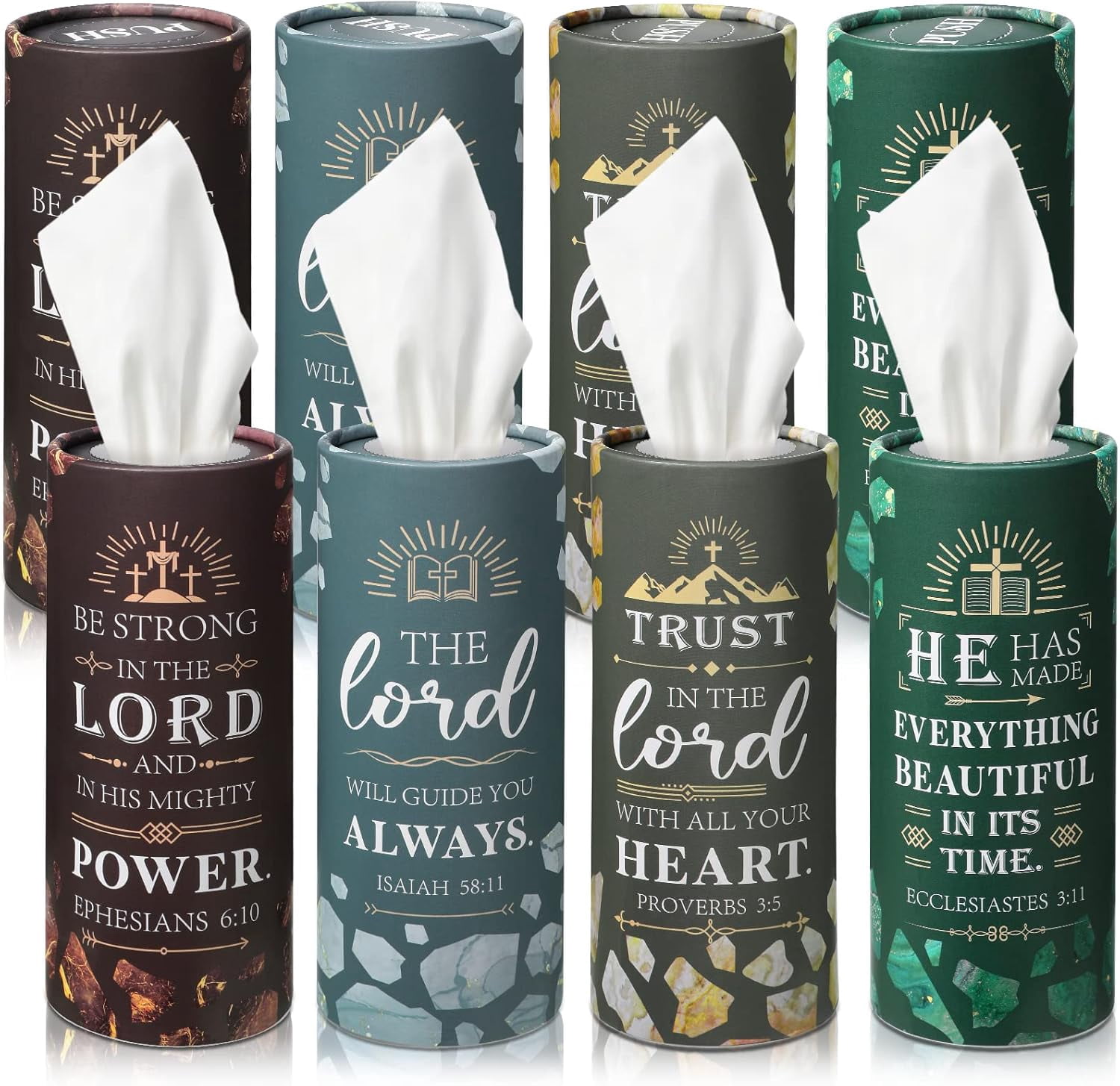 8 Pcs Car Tissue Holder Christian Verses Cylinder Boxes with Facial ...