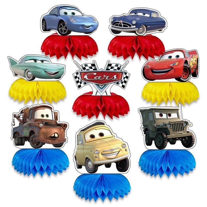 8 Pcs Cars Honeycomb Centerpieces 3D Table Decorations McQueen Table ...