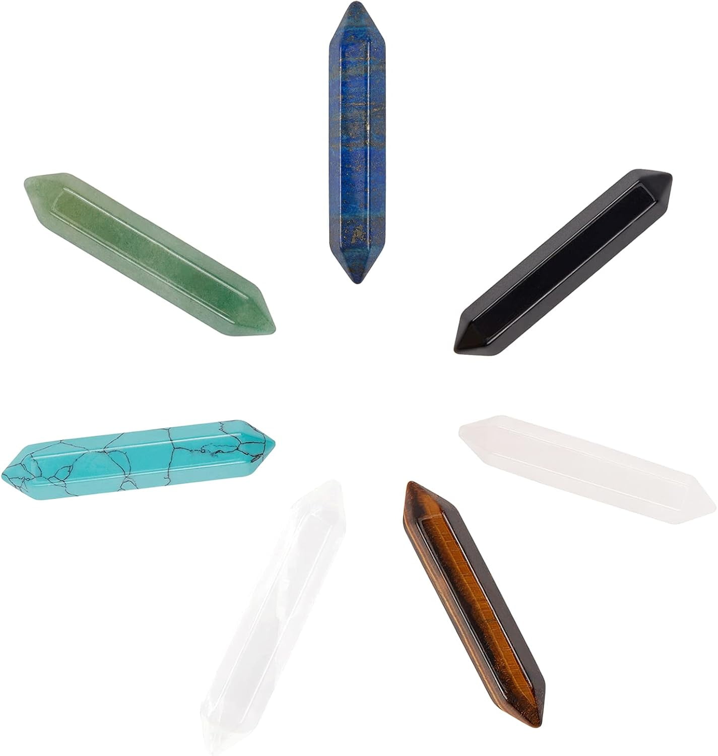 8 Pcs Chakra Crystal Single Point Wand Natural Gemstone Polished ...
