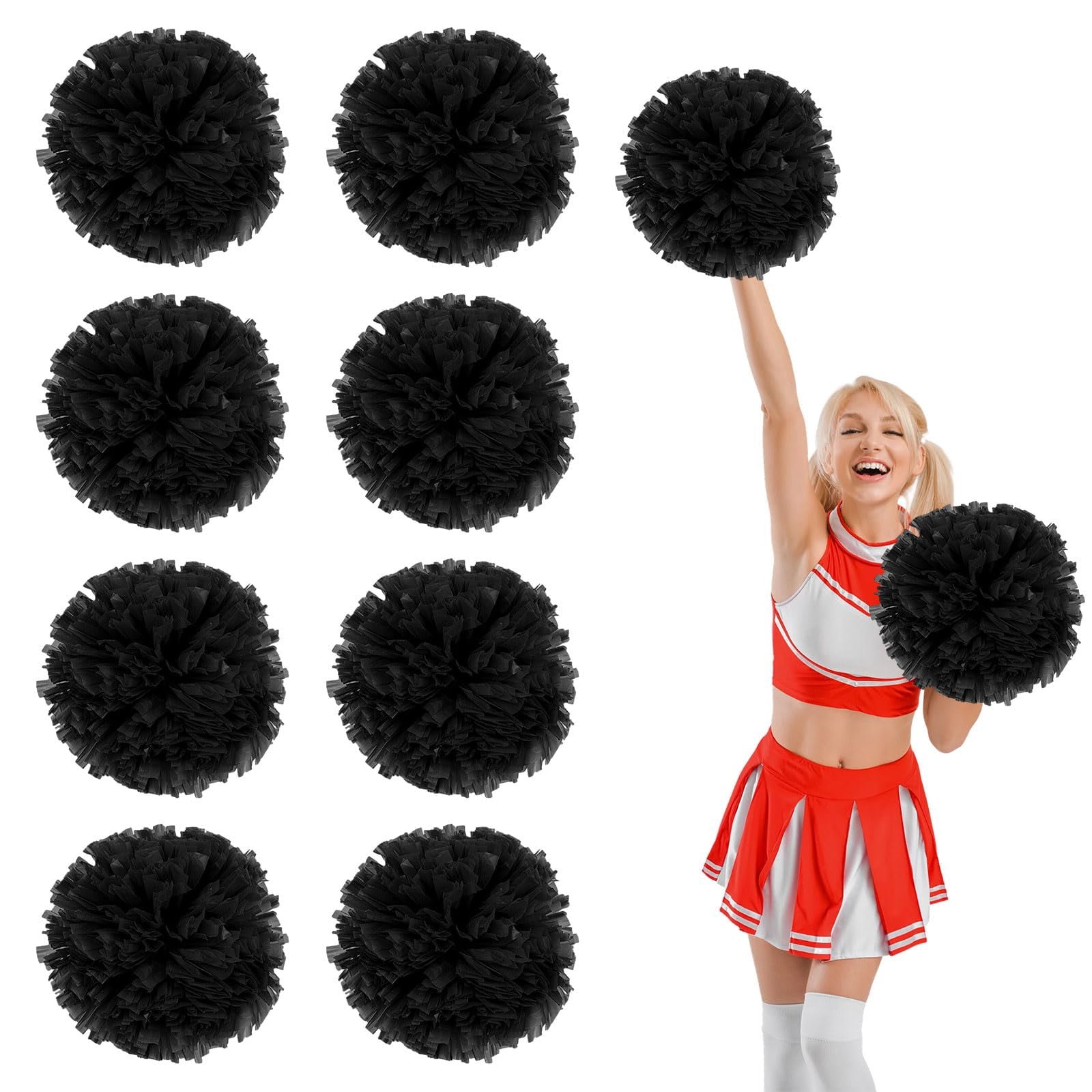 8 Pcs Cheerleading Pom Poms, Cheerleader Pompoms with Straight Handle ...