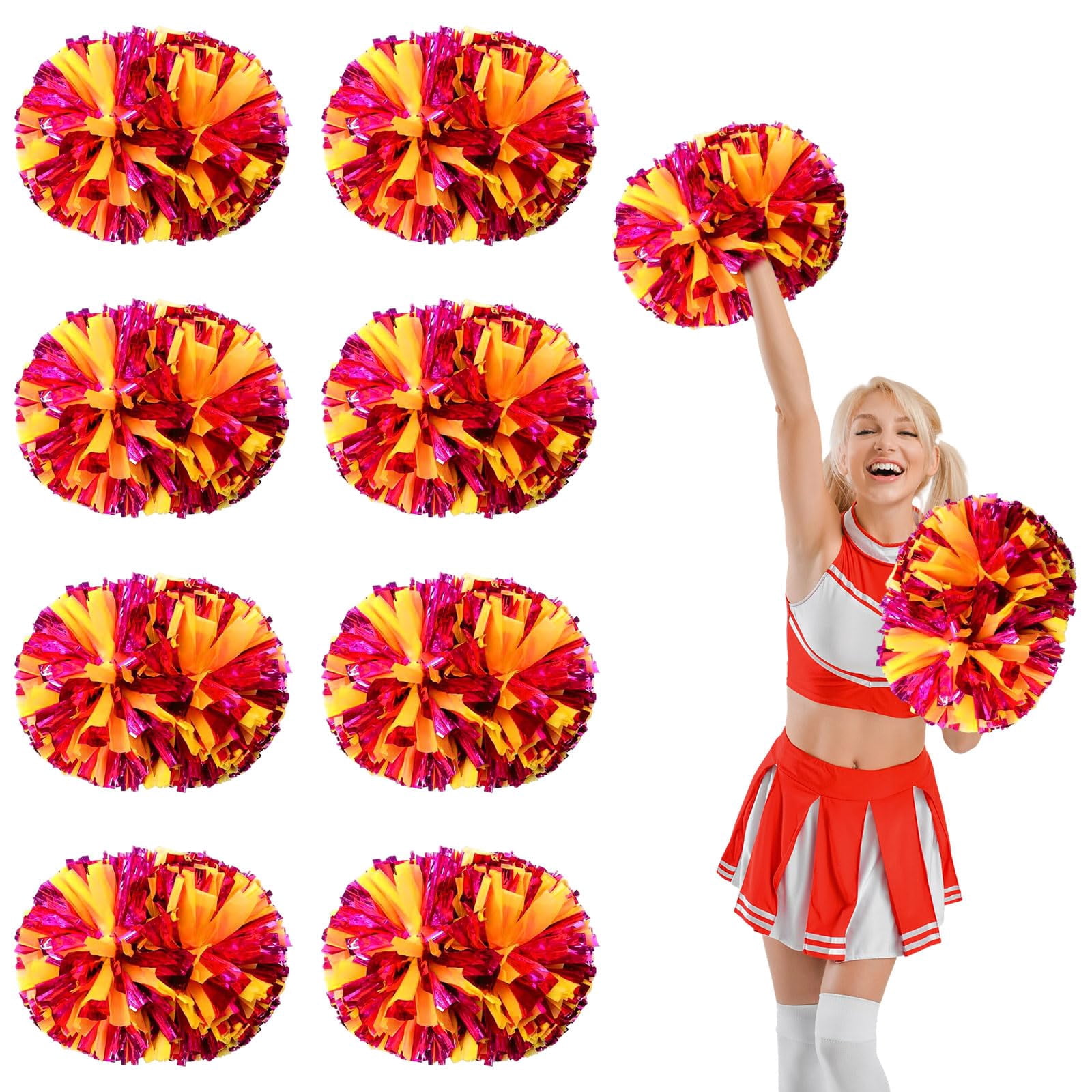 8 Pcs Cheerleading poms,pom poms Cheerleading with Handle Style Cheer ...