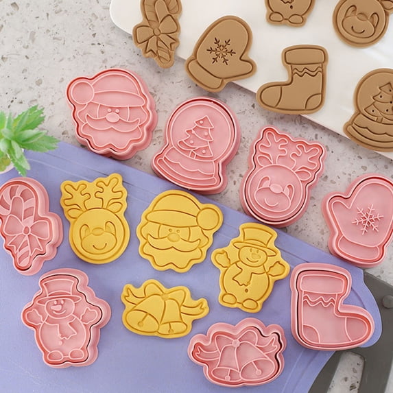 8 Pcs Christmas Cookie Cutters Set – 3D Silicone Baking Molds for ...