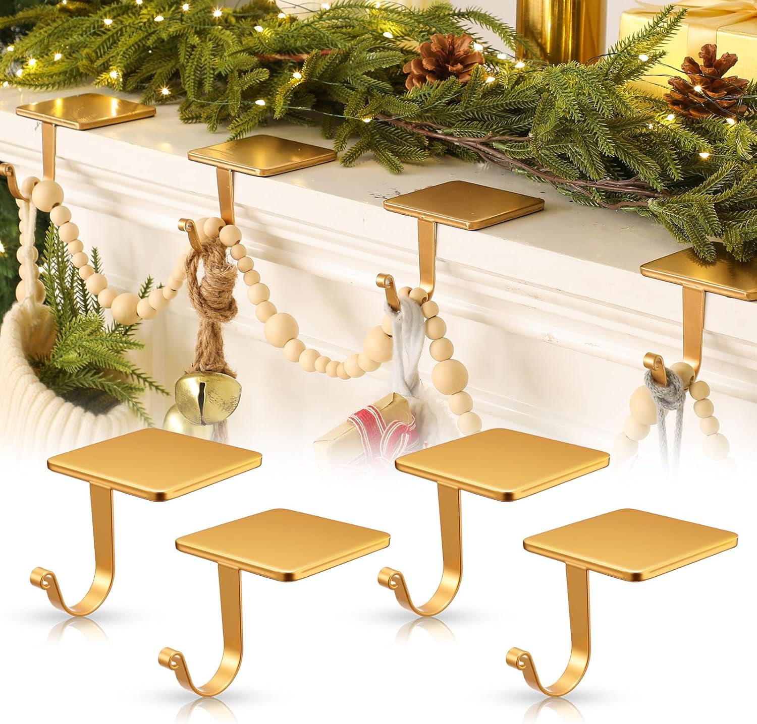 8 Pcs Christmas Stocking Holders for Mantel Heavy Duty Metal Stocking ...