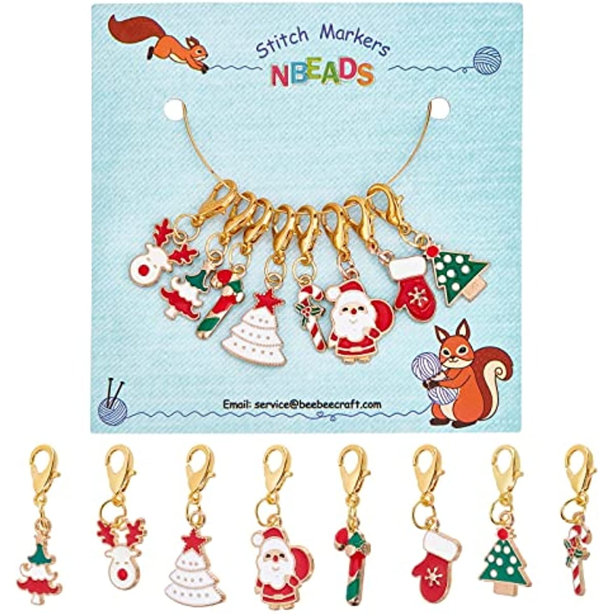 8 Pcs Christmas Theme Stitch Markers 8 Styles Christmas Tree/Christmas ...