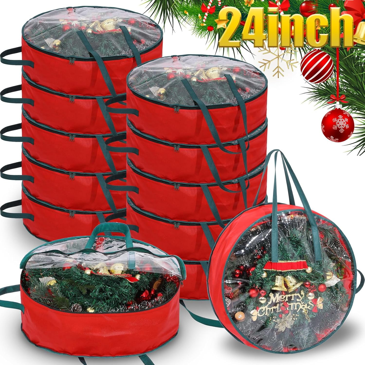 8 Pcs Christmas Wreath Storage Bag Clear Wreath Box Wreath Storage ...