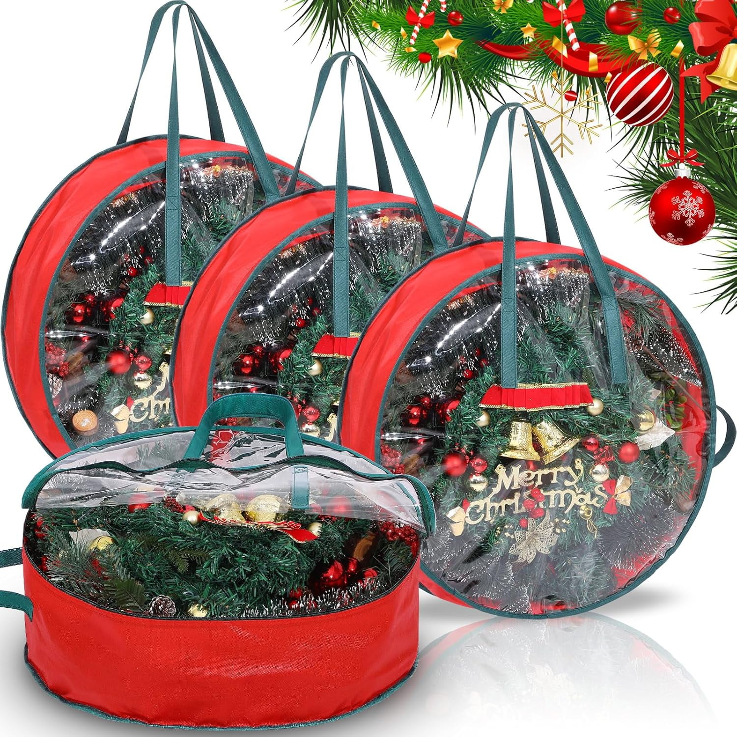 8 Pcs Christmas Wreath Storage Bag Clear Wreath Box Wreath Storage ...
