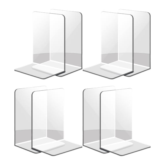 8 Pcs Clear Acrylic Book Holders Shelf Book Stoppers Book End L-Shaped ...
