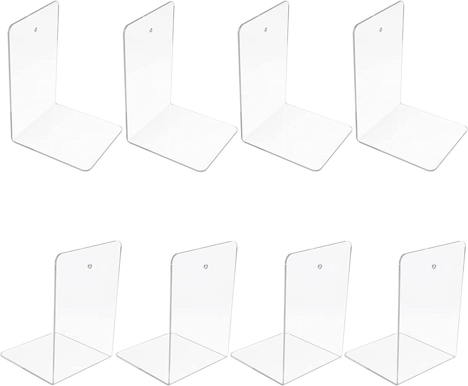 Walmart 8 Pcs Clear Acrylic Book Ends, Non-Slip Bookracks for Desk ...