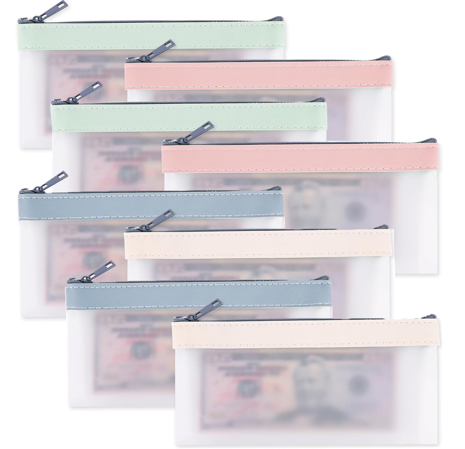 8 Pcs Clear Cash Envelopes,Happon Plastic Money Bags,Money Bags with ...
