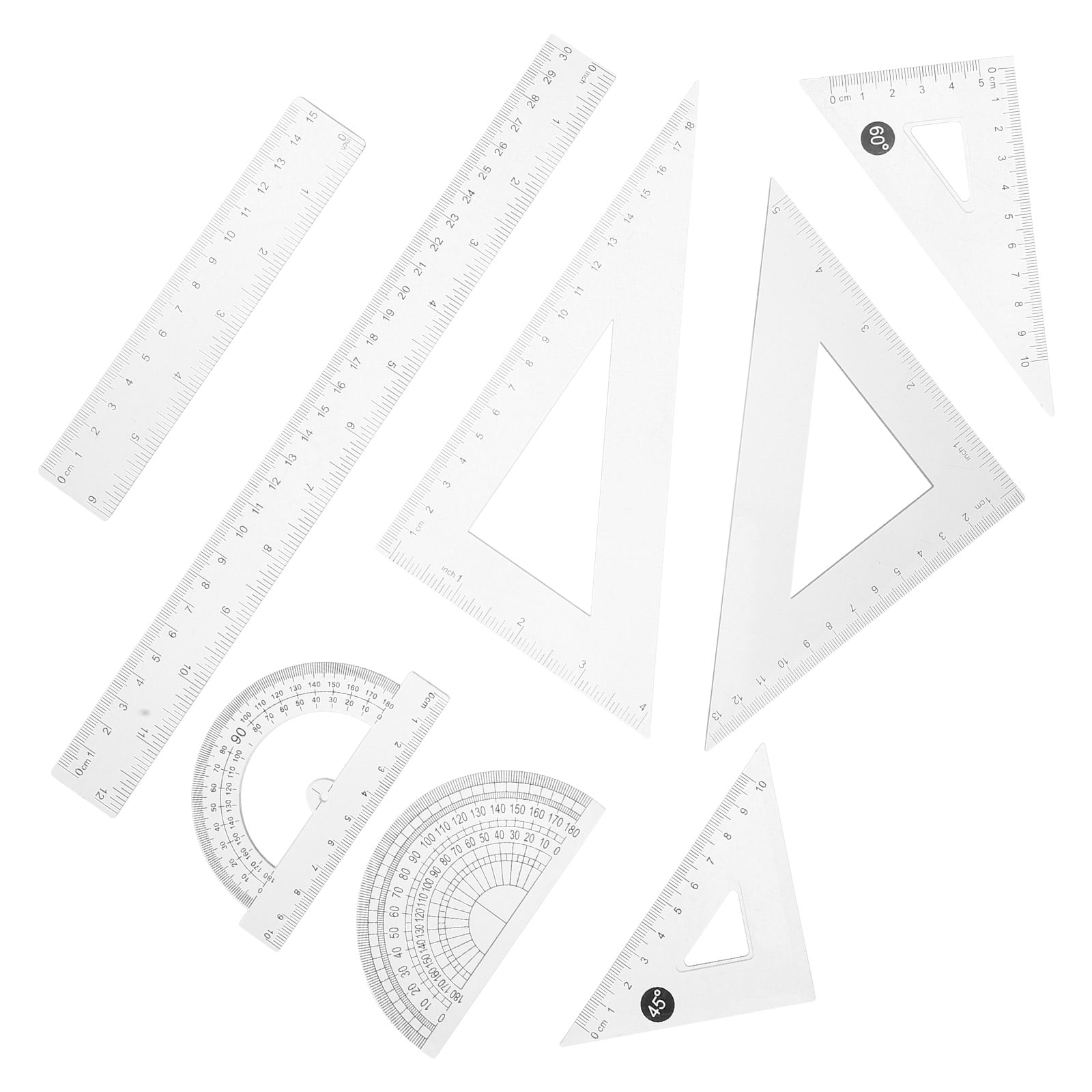 8 Pcs Clear Plastic Ruler Rulers Math Spiral High-strength Student ...