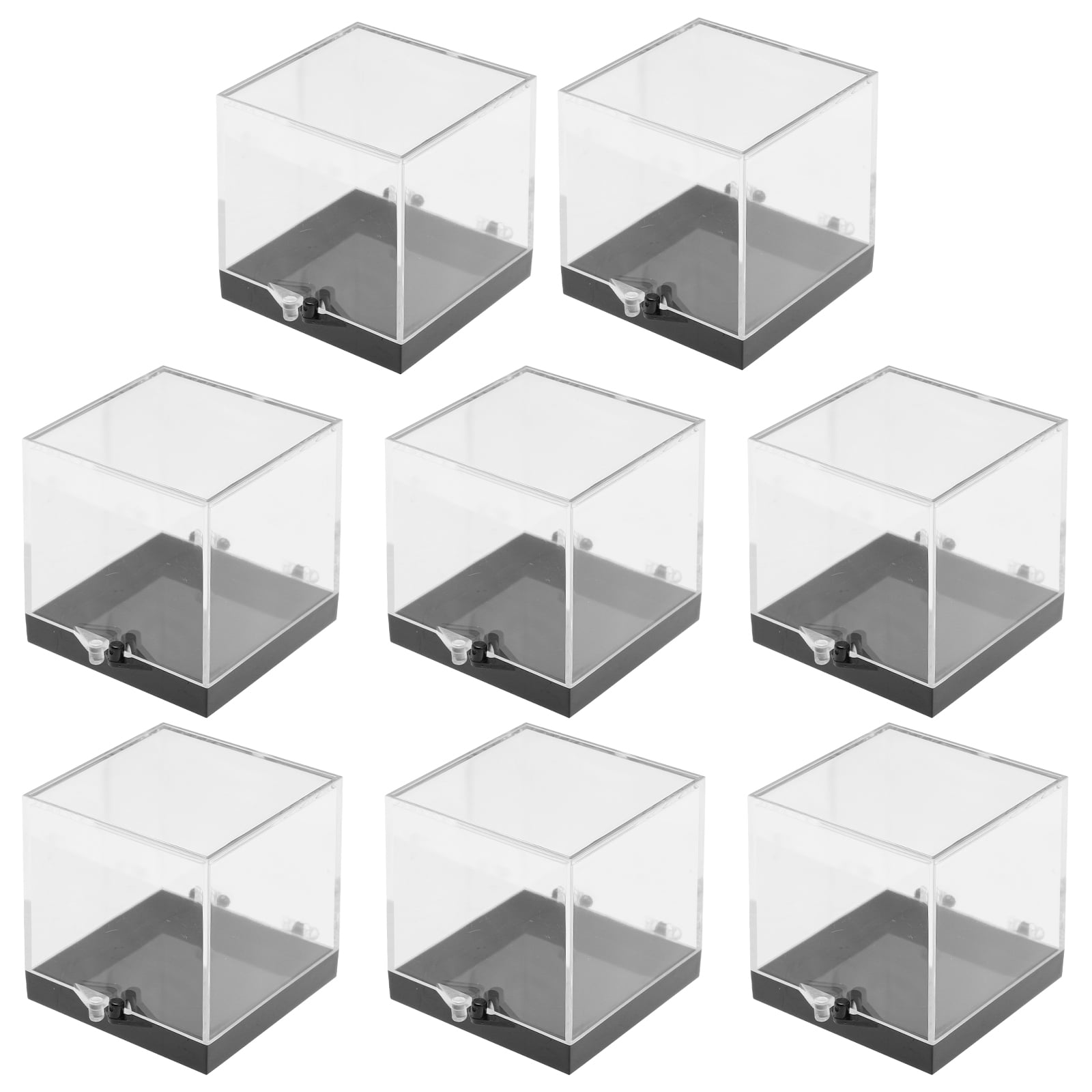 8 Pcs Clear Specimen Display Cases Miniature Collectibles Cube Holder ...