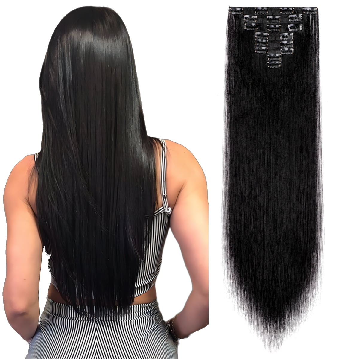 8 Pcs Clip in Hair Extensions, Hair Wave Straight Hair Clip in Hair ...