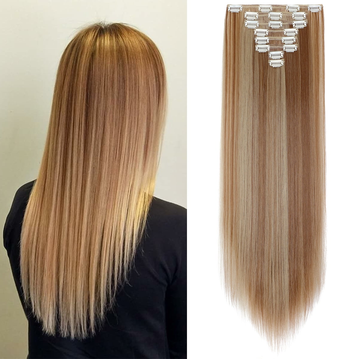 8 Pcs Clip in Hair Extensions, Hair Wave Straight Hair Clip in Hair ...