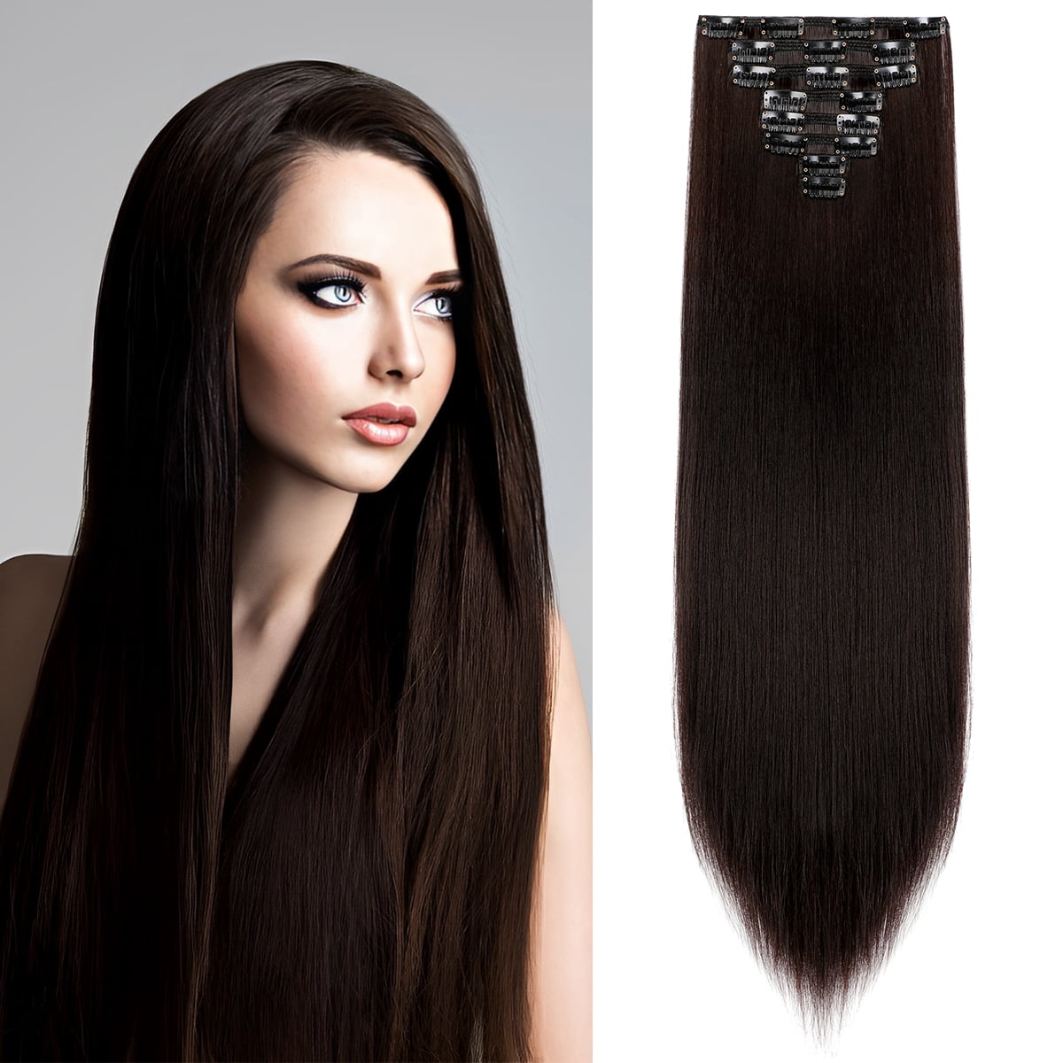 8 Pcs Clip in Hair Extensions, Hair Wave Straight Hair Clip in Hair ...