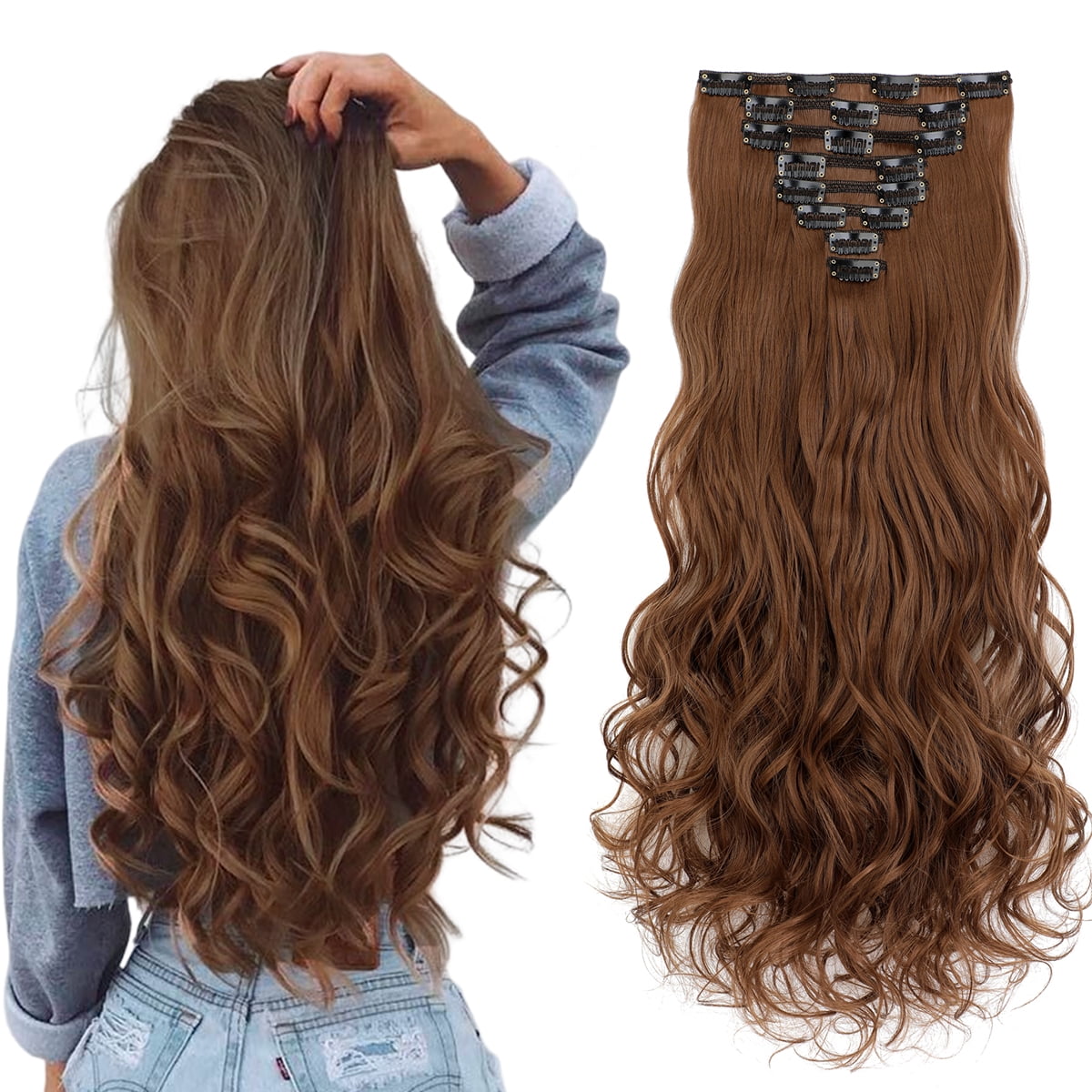 8 Pcs Clip in Hair Extensions, Hair Wave Straight Hair Clip in Hair ...