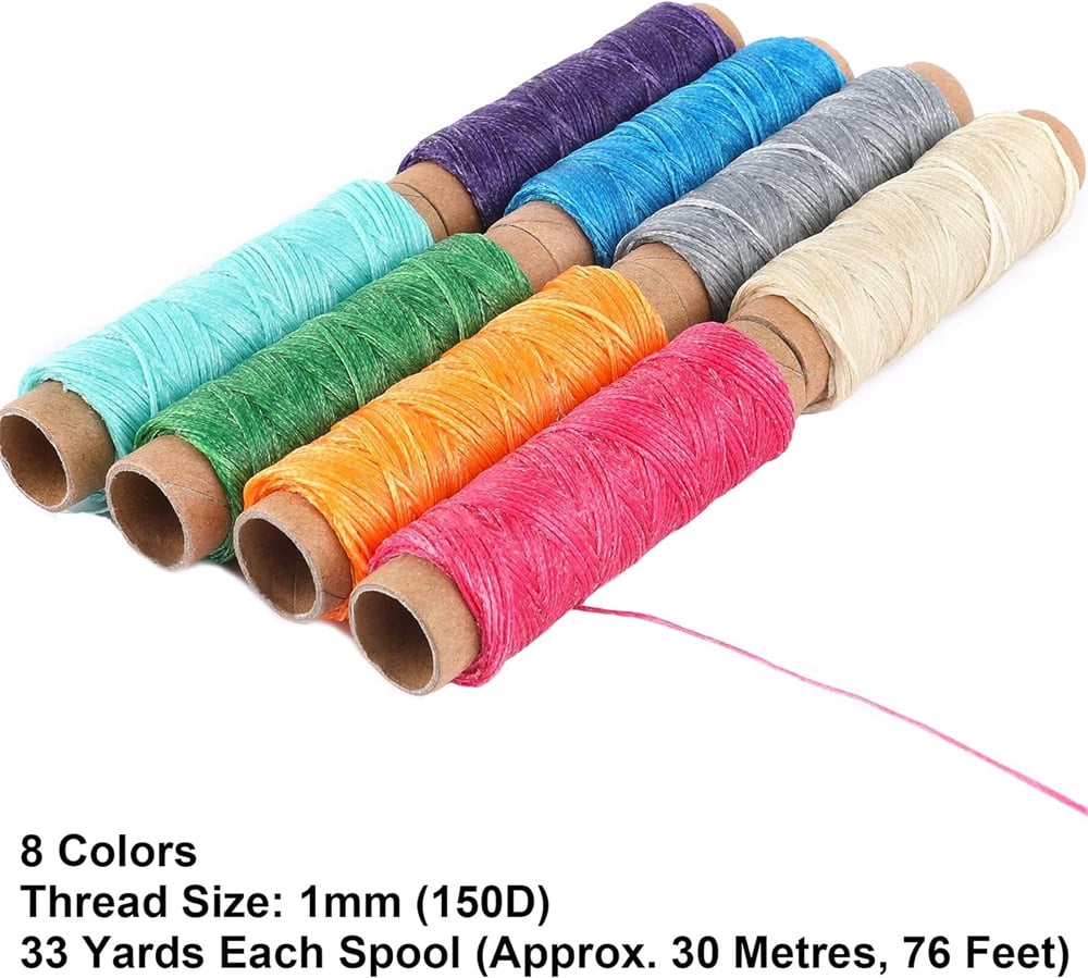 8 Pcs Colorful Leather Waxed Thread,Sewing Thread for Hand Stitching ...