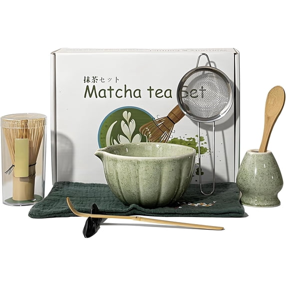 8 Pcs Complete Matcha Tea Set with Spout Bowl & Smooth-Flow Falcon Beak ...