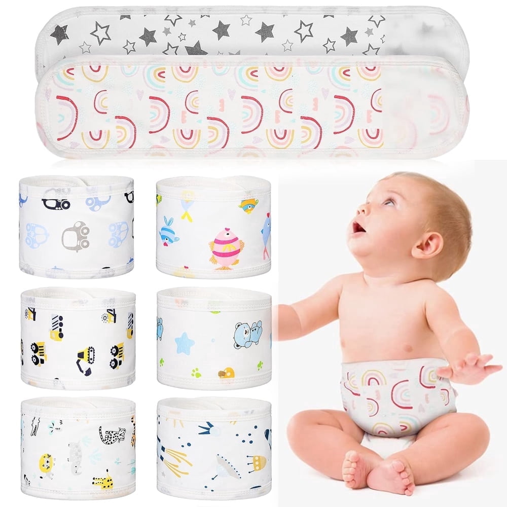 8 Pcs Cotton Baby Umbilical Cord Belly Bands, Cartoon Newborn Belly ...