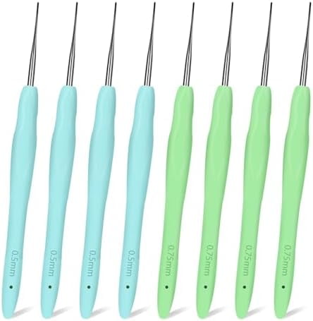8 Pcs Crochet Hooks for Hair, 0.5mm 0.75mm Crochet Needle for Locs ...