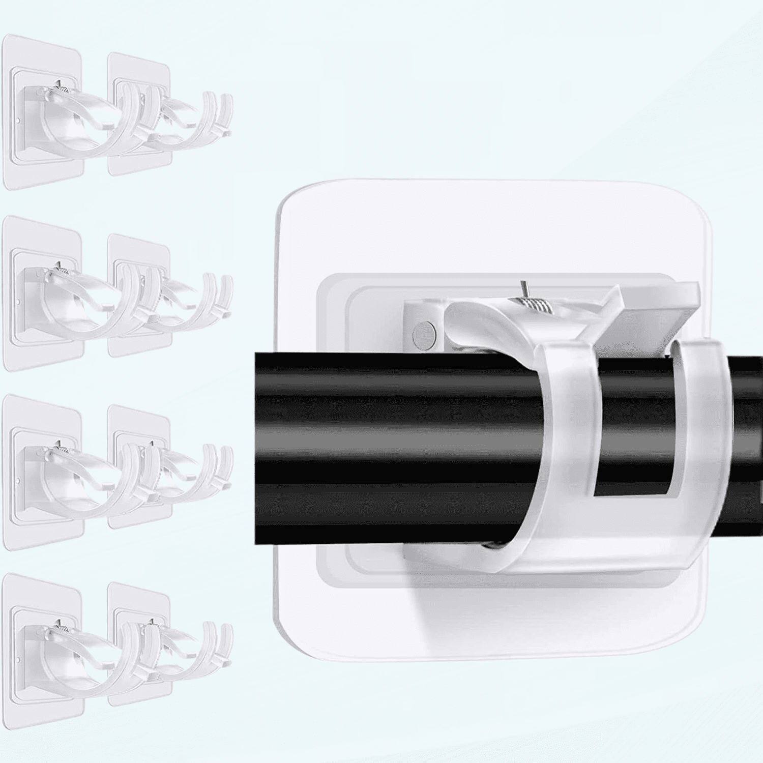 8 Pcs Curtain Rod Brackets No Drilling, Self Adhesive Curtain Rod ...