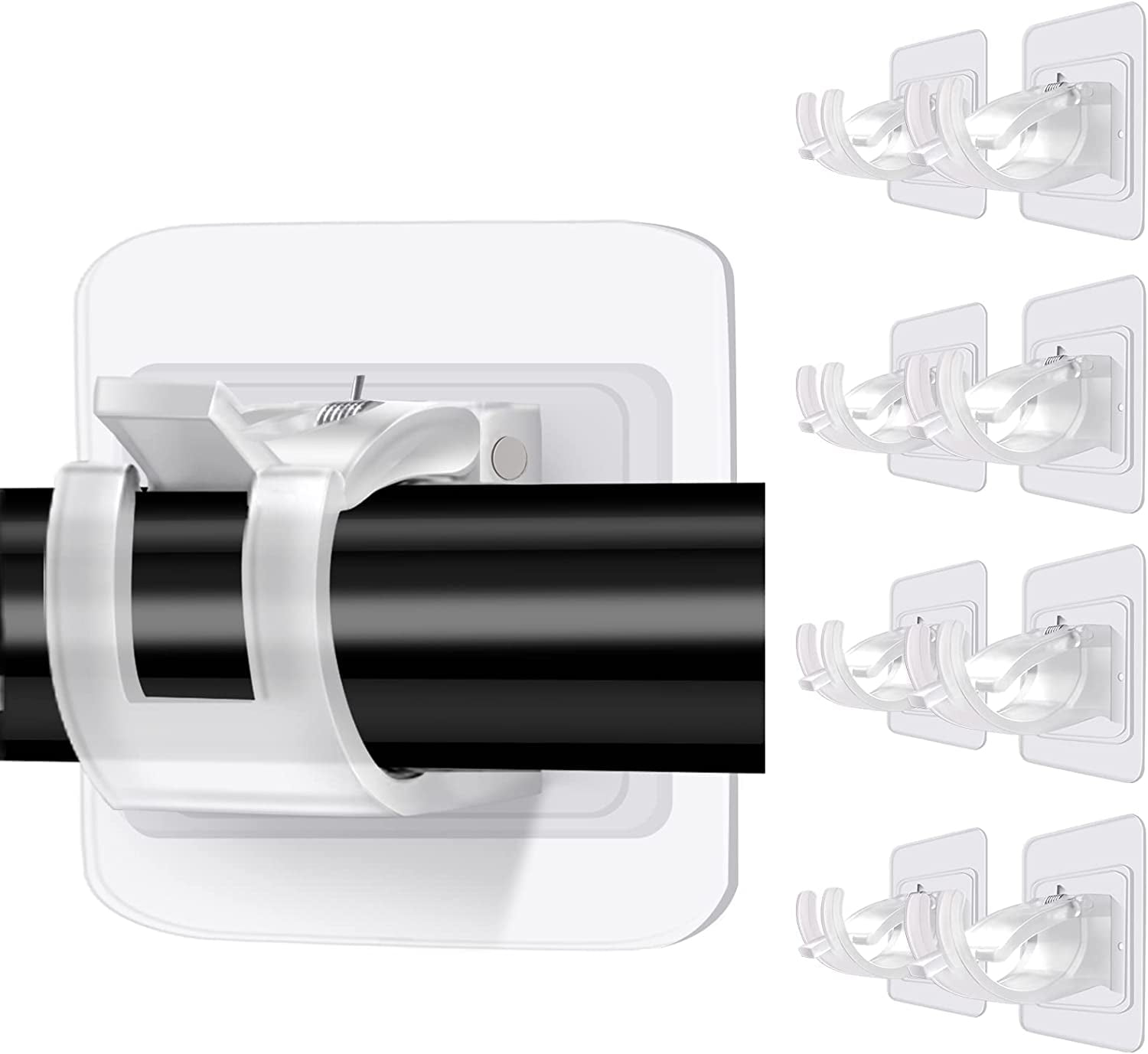 8 Pcs Curtain Rod Brackets No Drilling, Self Adhesive Curtain Rod ...