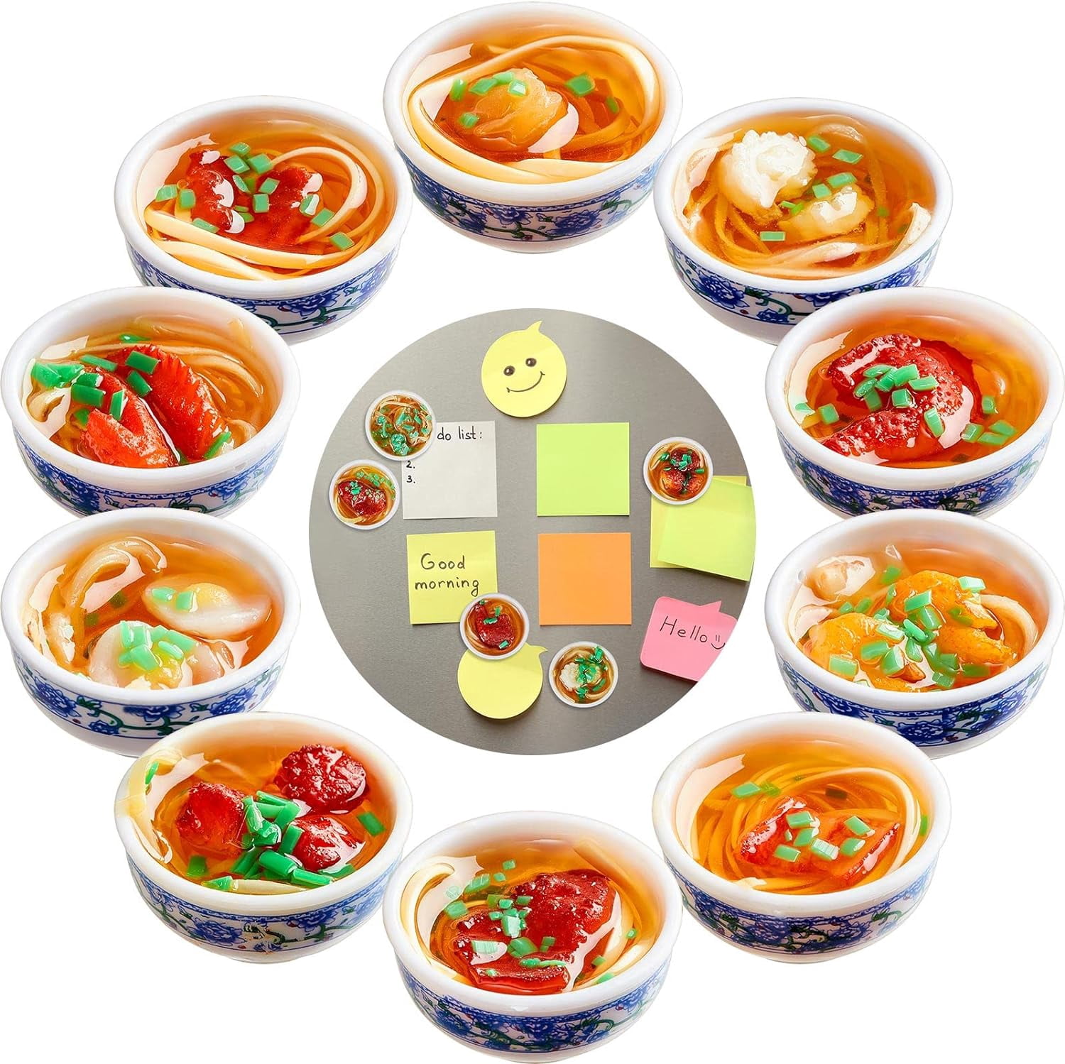8 Pcs Cute Magnets Funny Fridge Magnets Anime Ramen Fridge 3D PVC Food ...