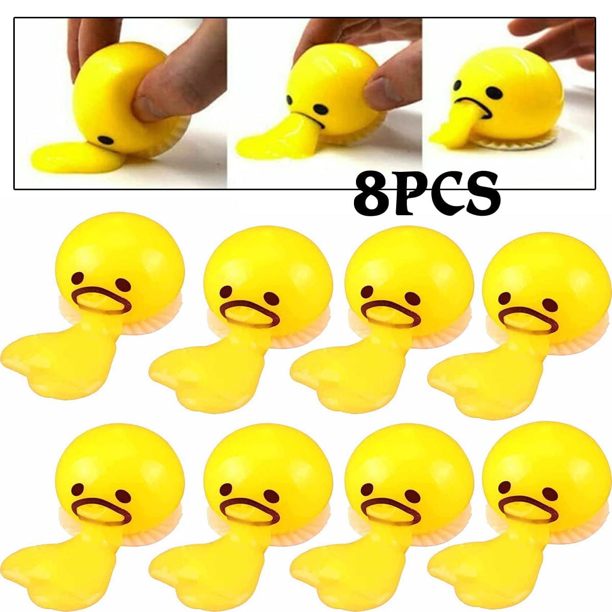 8 Pcs Cute Yellow Round Sucking and Vomiting Lazy Yolk Vomiting Yolk ...