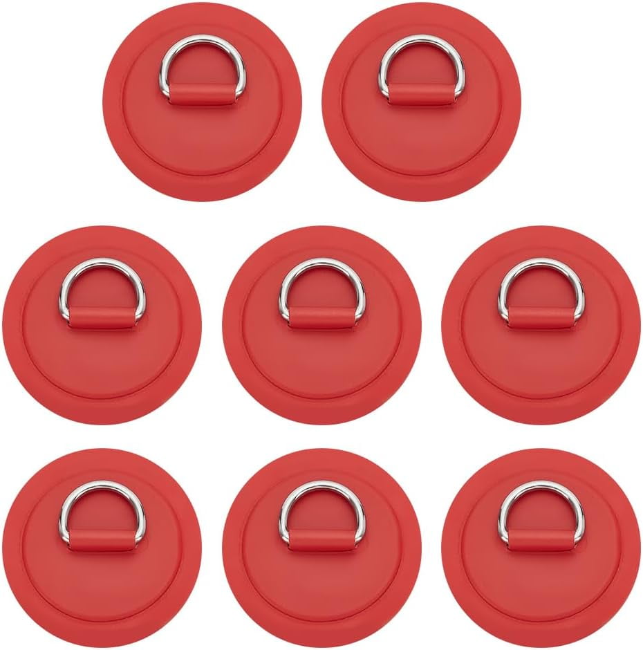 8 Pcs D-Ring Patch Inflatable Boat Stainless Steel D-Ring PVC Patch ...