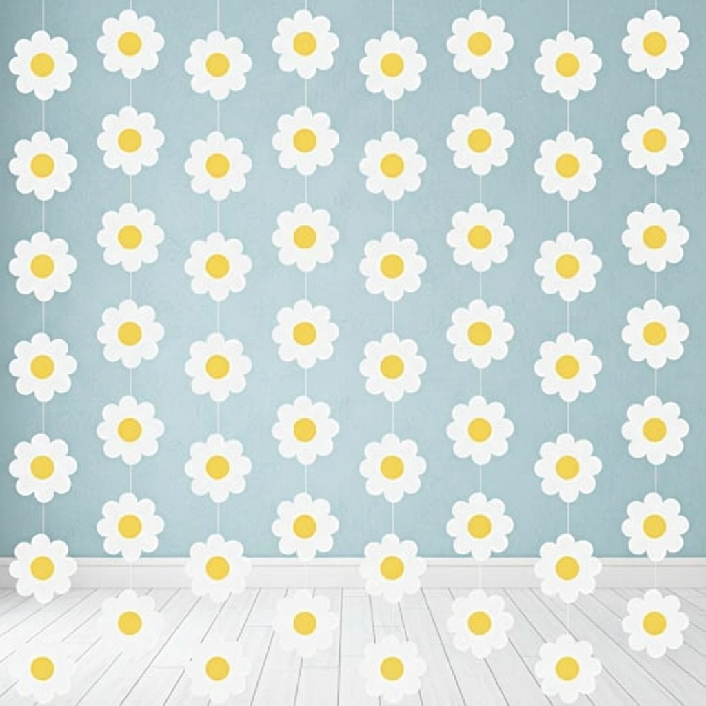 8 Pcs Daisy Boho Party Decorations Groovy Daisy Paper Garlands White ...