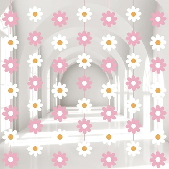 8 Pcs Daisy Boho Party Decorations Groovy Daisy Paper Garlands White ...