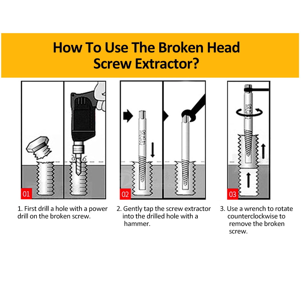 8 Pcs Damaged And Stripped Screw Extractor Set, Broken Bolt Extractor ...