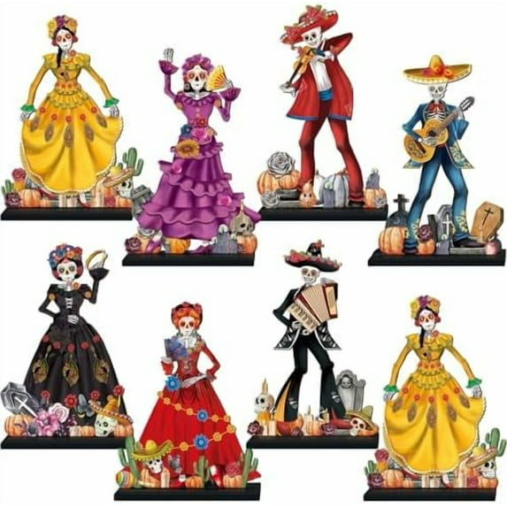 8 Pcs Day of The Dead Table Decorations Dia De Los Muertos Altar Wooden ...